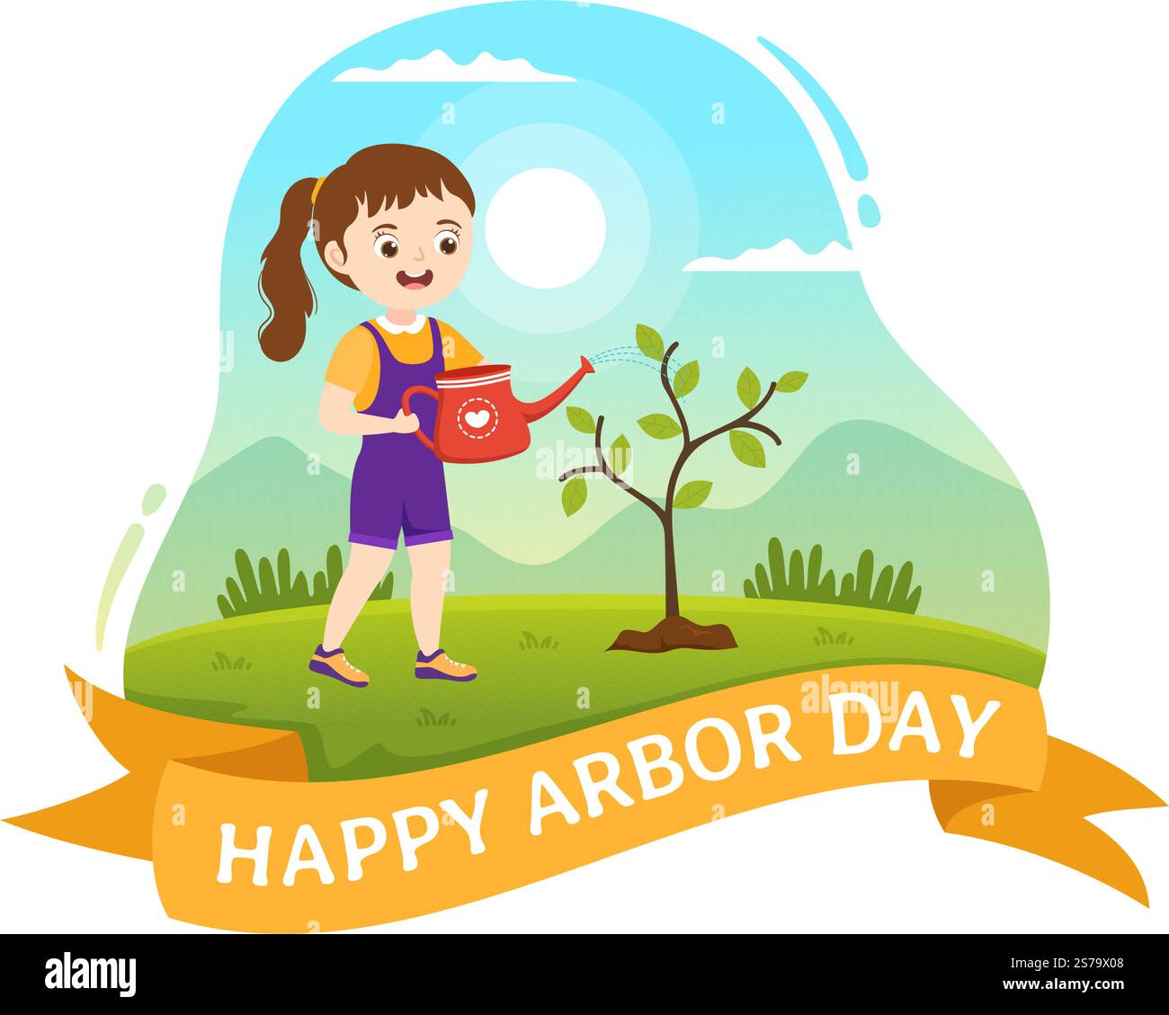 Happy Arbor Day on April 28 Illustration with Kids Planting a Tree and ...