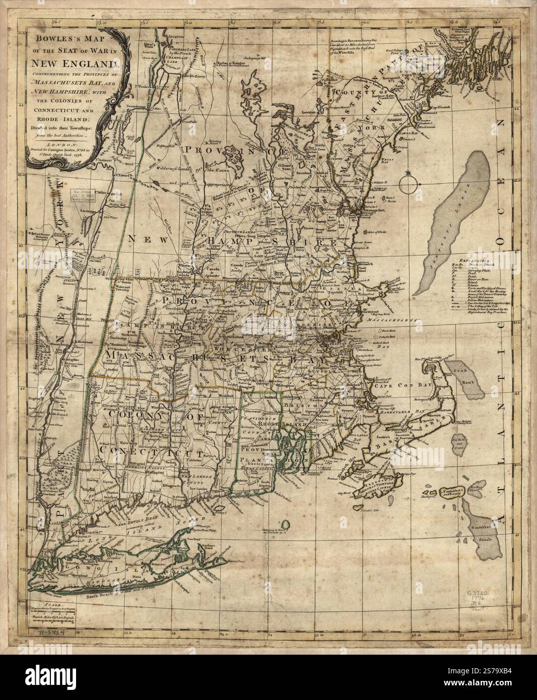 Bowles's map of the seat of war in New England. Comprehending the ...