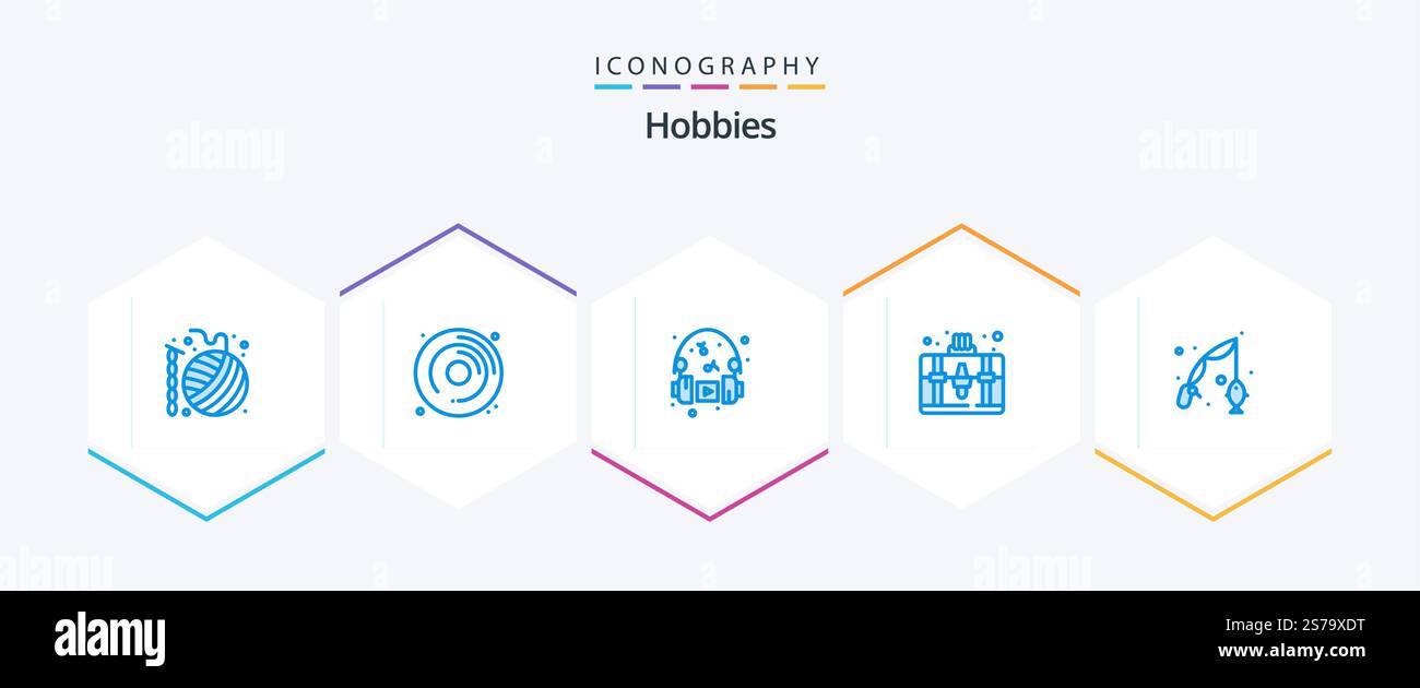 Hobbies 25 Blue icon pack including fish. hobbies. hobby. bag. music ...