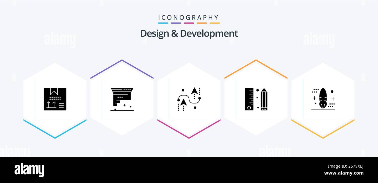 Design and Development 25 Glyph icon pack including development. coding ...