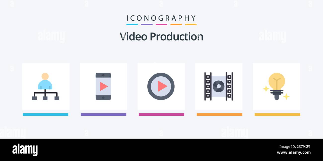 Video Production Flat 5 Icon Pack Including light. multimedia ...