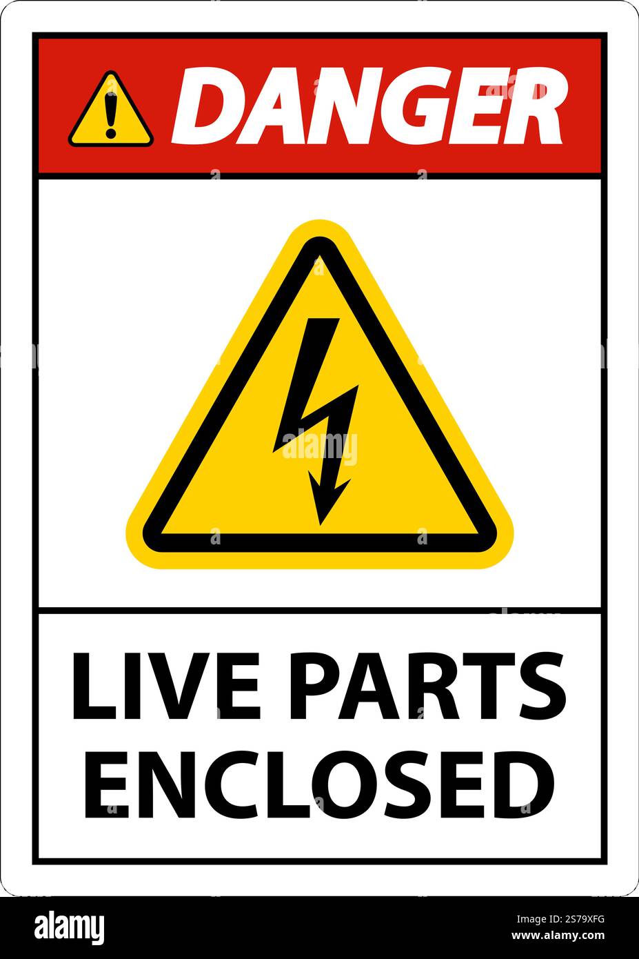 Danger Live Parts Enclosed Sign On White Background Stock Vector Image ...