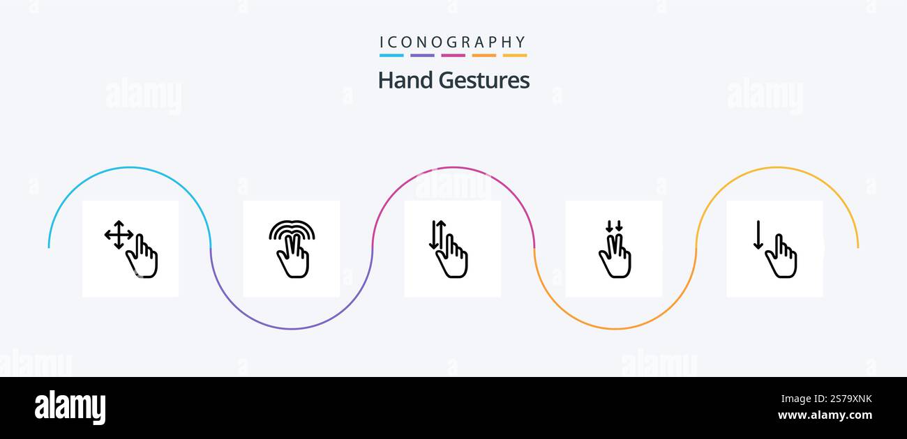Hand Gestures Line 5 Icon Pack Including finger. down. gestures. fingers Stock Vector Image ...