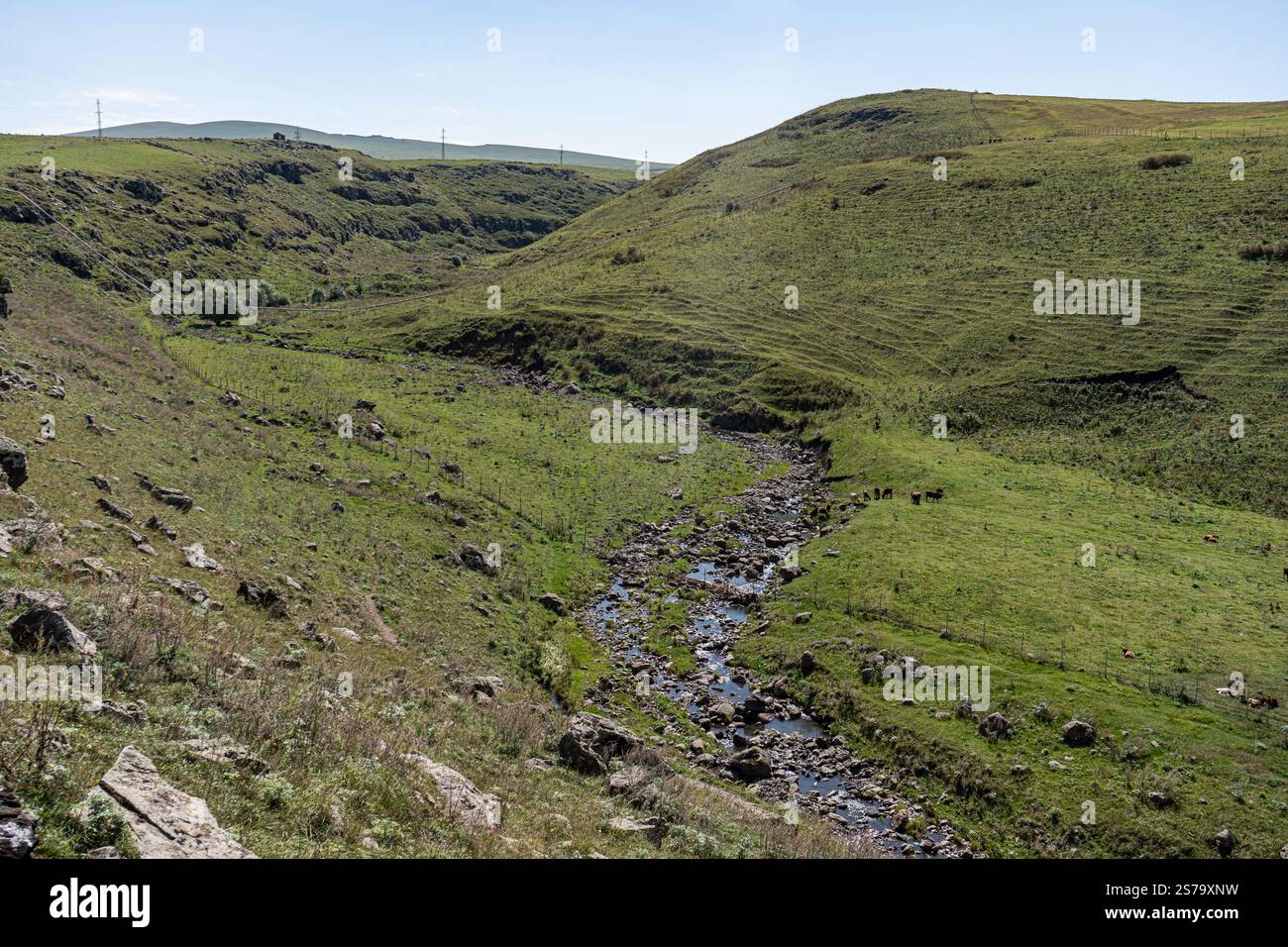 Rural landscape with canyon and river close to Tsalka town in Shida ...