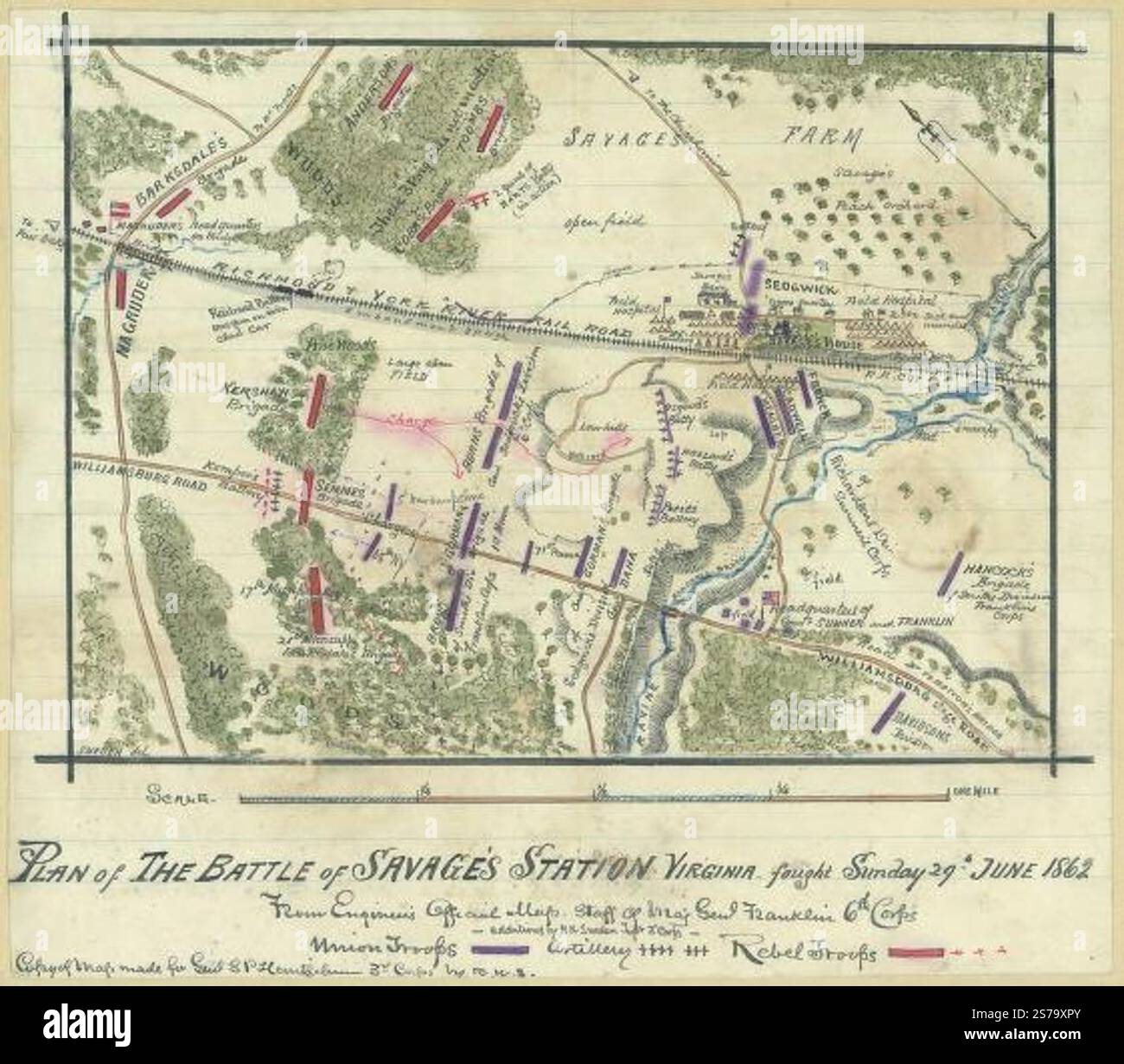 Plan of the battle of Savage's Station, Virginia, fought Sunday, 29th ...