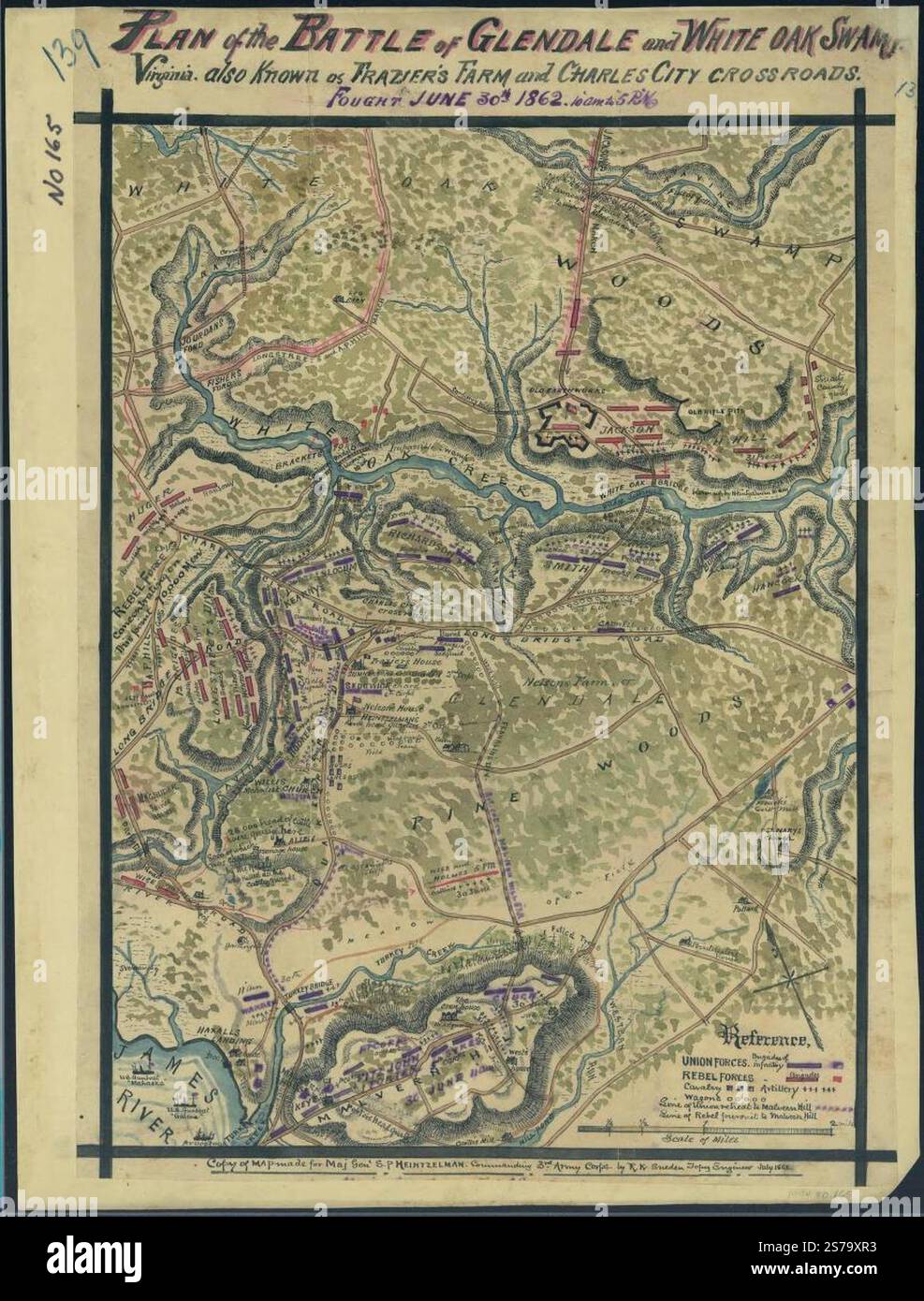 Plan of the battle of Glendale and White Oak Swamp, Virginia, also ...