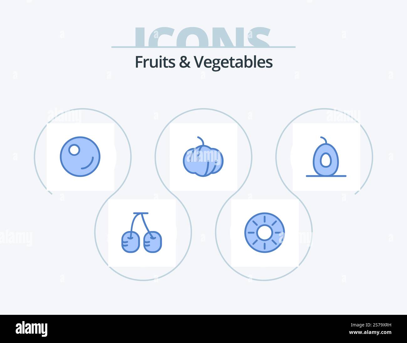 Fruits and Vegetables Blue Icon Pack 5 Icon Design. . . peas. fruits ...
