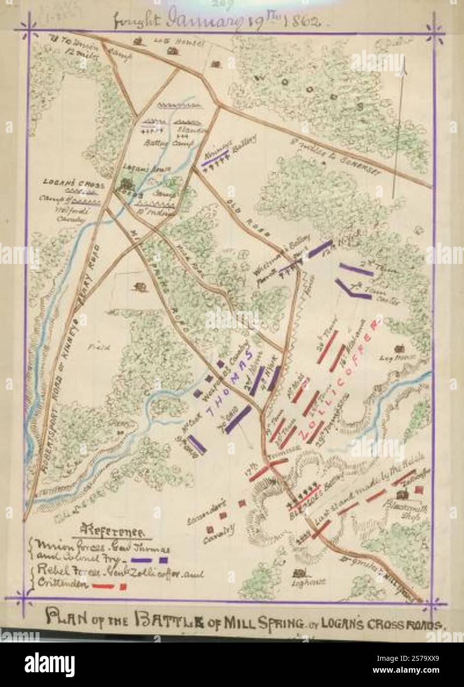 Plan of the battle of Mill Spring or Logan's Cross Roads : fought ...