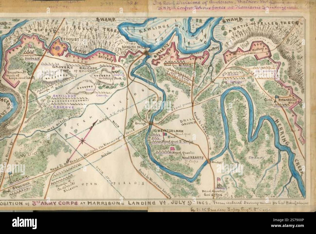 Position of 3rd Army Corps at Harrison's Landing, Va., July 9th 1862 ...