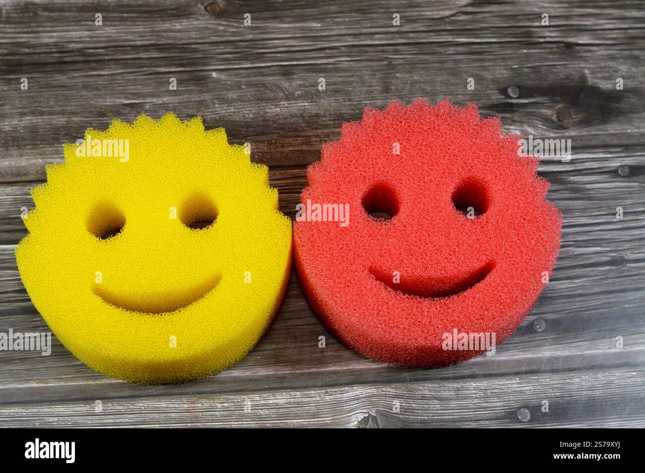 Cairo, Egypt, January 11 2025: smiley face cleaning scratch free sponge ...
