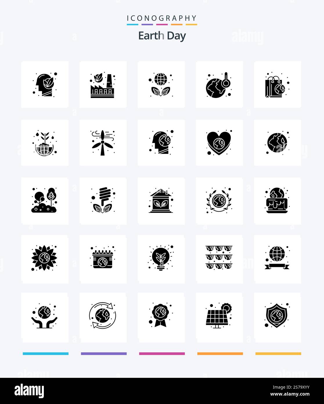 Creative Earth Day 25 Glyph Solid Black icon pack Such As nature. bag ...