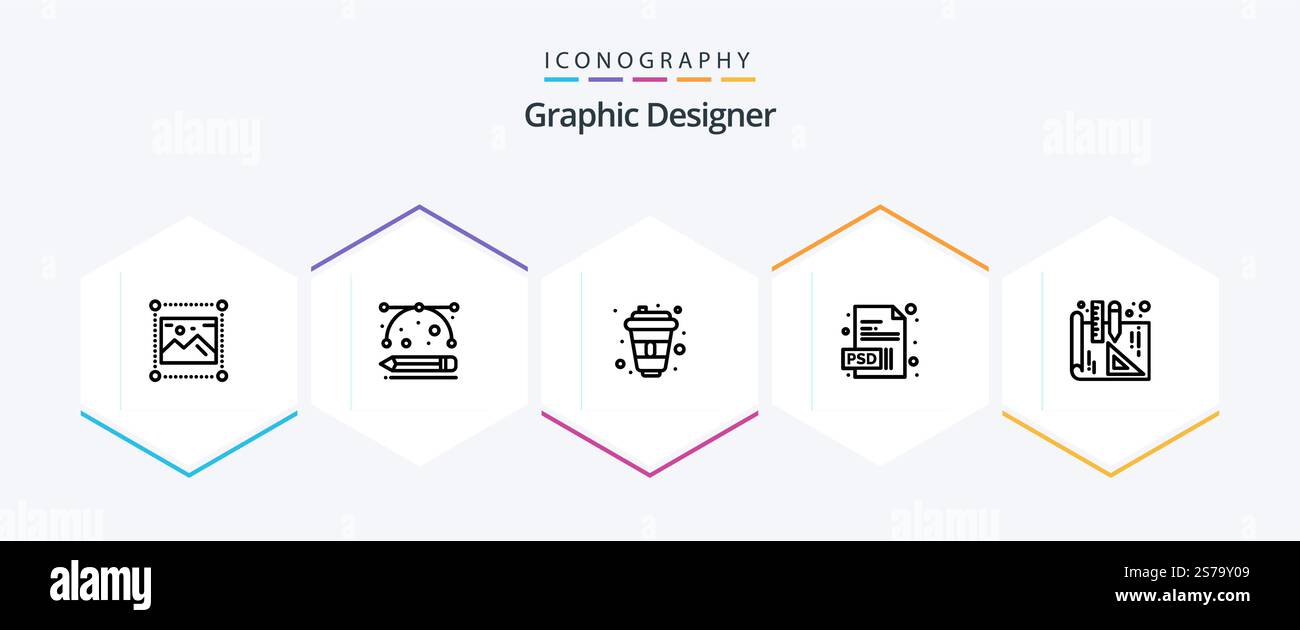 Graphic Designer 25 Line icon pack including interior design. psd ...