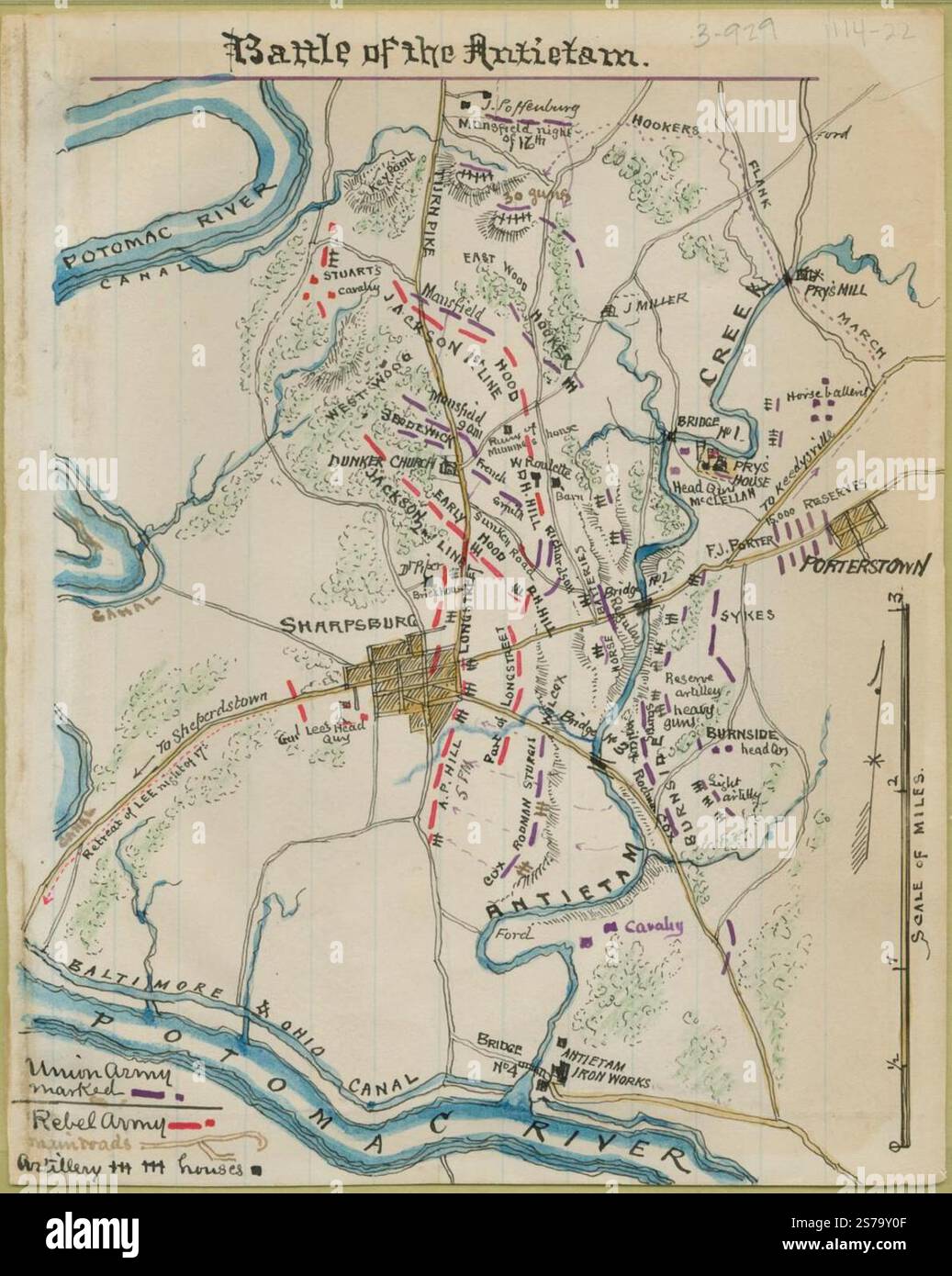 Battle of the Antietam. 1862 by Sneden Robert Knox Stock Photo - Alamy