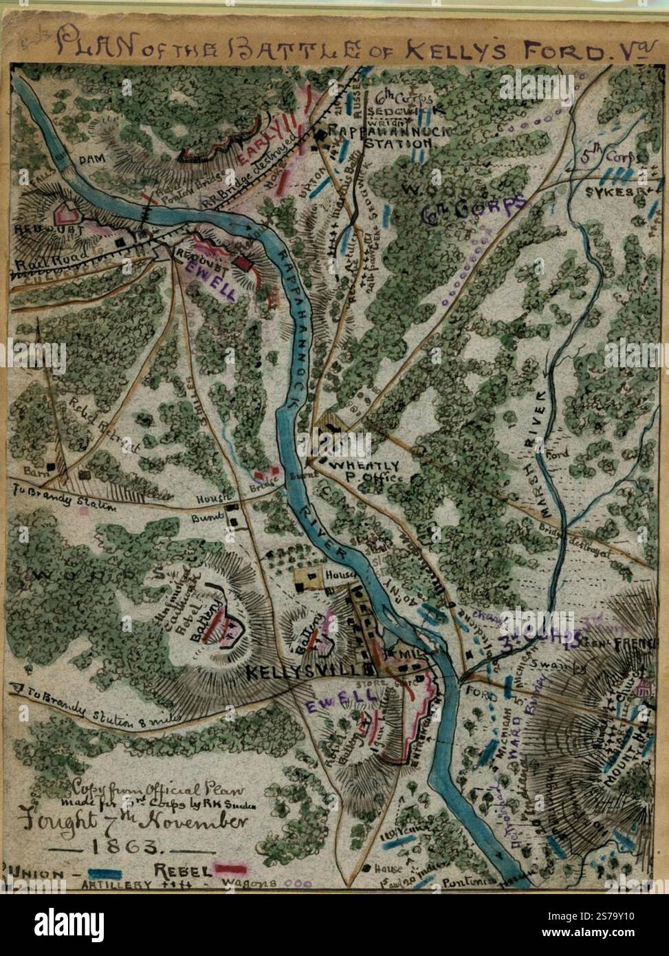 Plan of the Battle of Kelly's Ford, Va. : fought 7th November 1863 ...