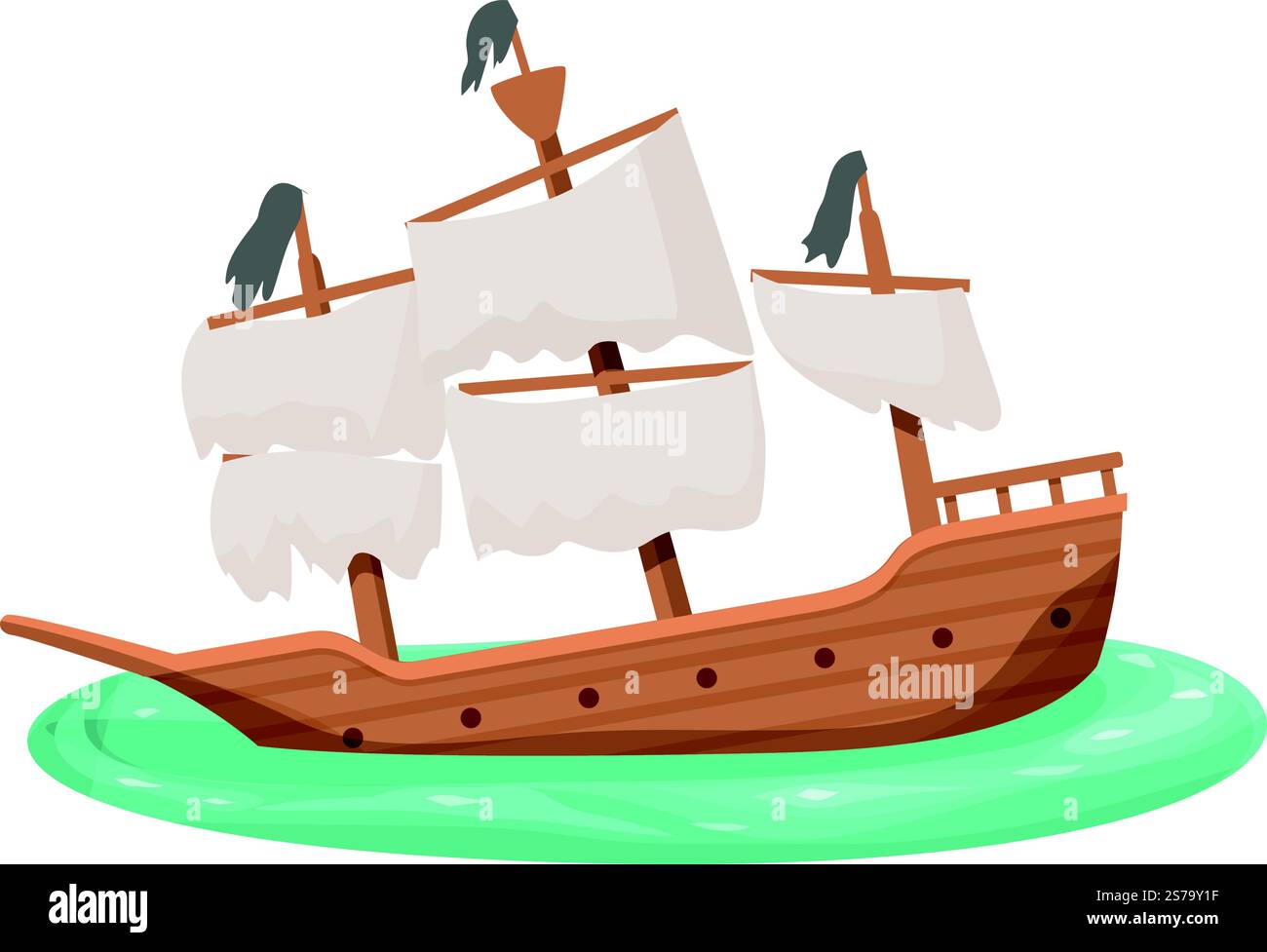 Crash shipwreck icon cartoon vector. Old ship. Wave ocean. Crash ...