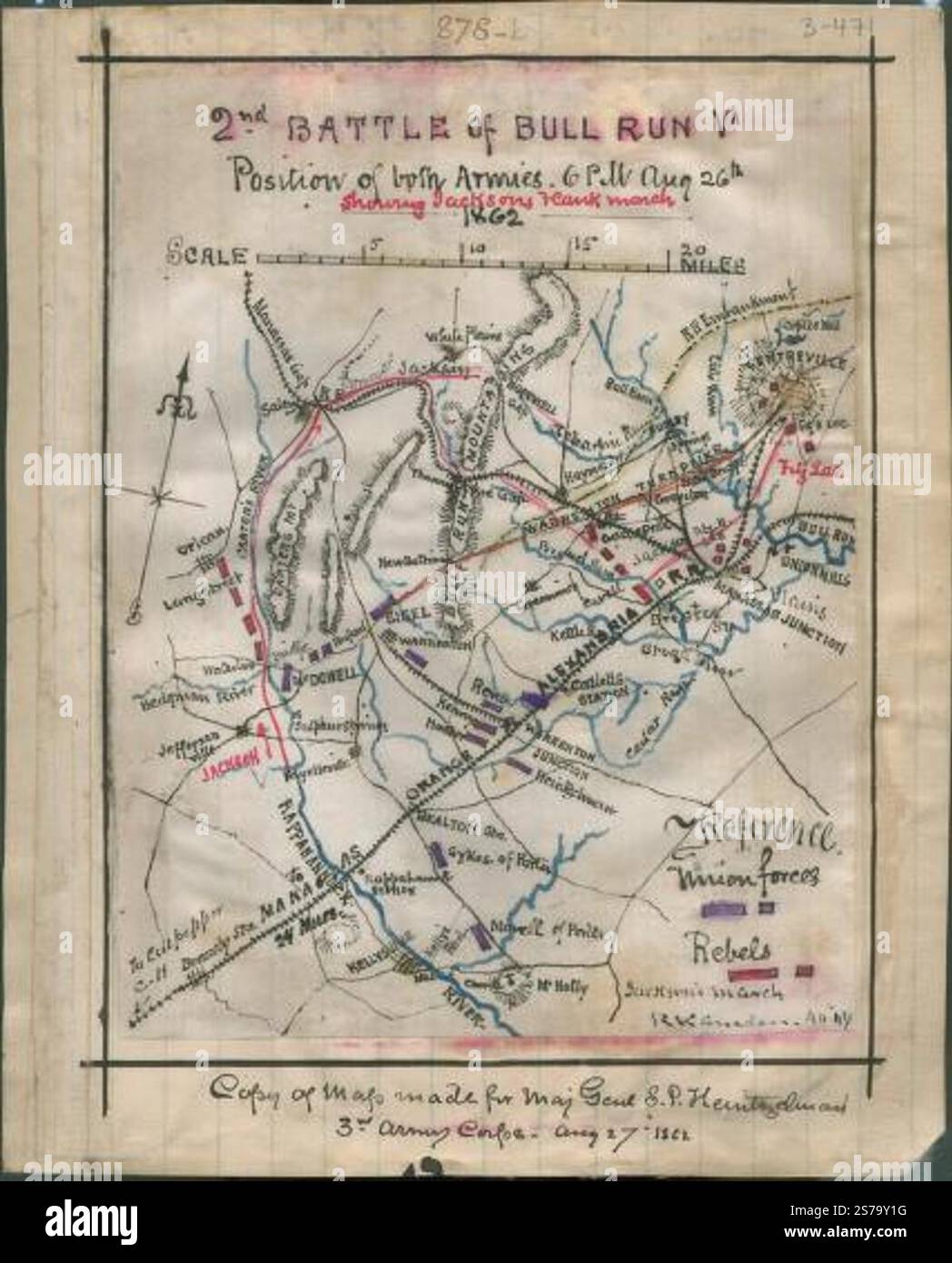 2nd Battle of Bull Run, Va. position of both armies, 6 p.m. Aug. 26th ...