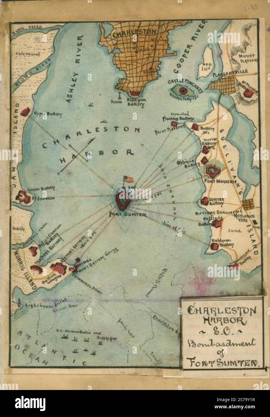 Charleston Harbor S.C. Bombardment of Fort Sumter. 1861 by Sneden ...