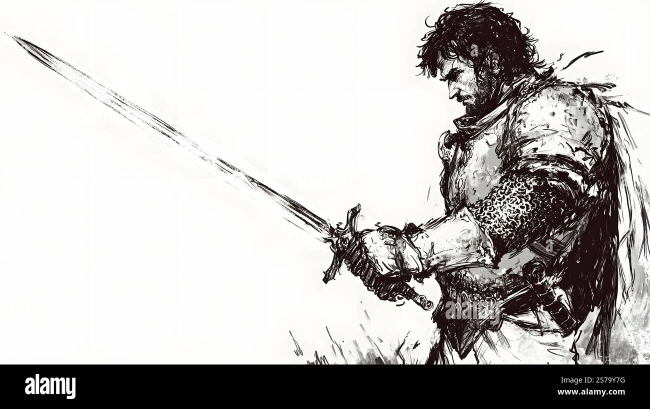 Heroic fantasy character concept art of a brave knight in ornate and ...