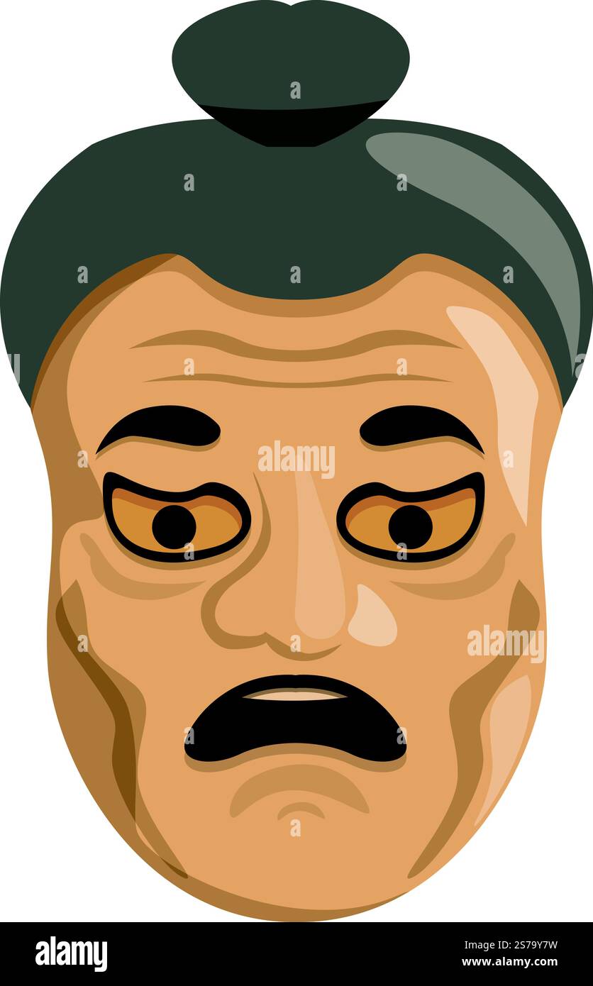 Traditional noh mask icon cartoon vector. Kabuki face. Monster god ...