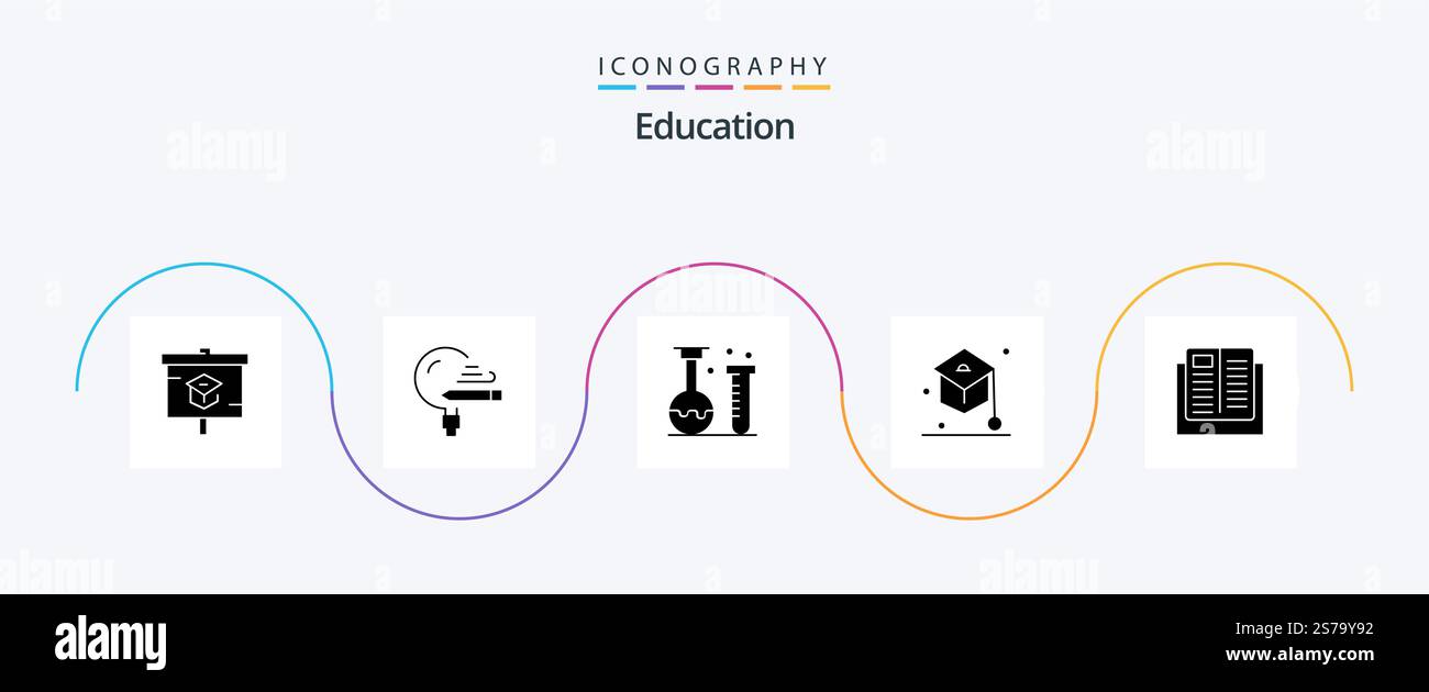 Education Glyph 5 Icon Pack Including school. education. school. school ...