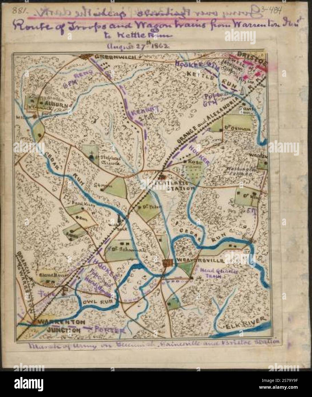 Route of troops and wagon trains from Warrenton Jnct. to Kettle Run ...