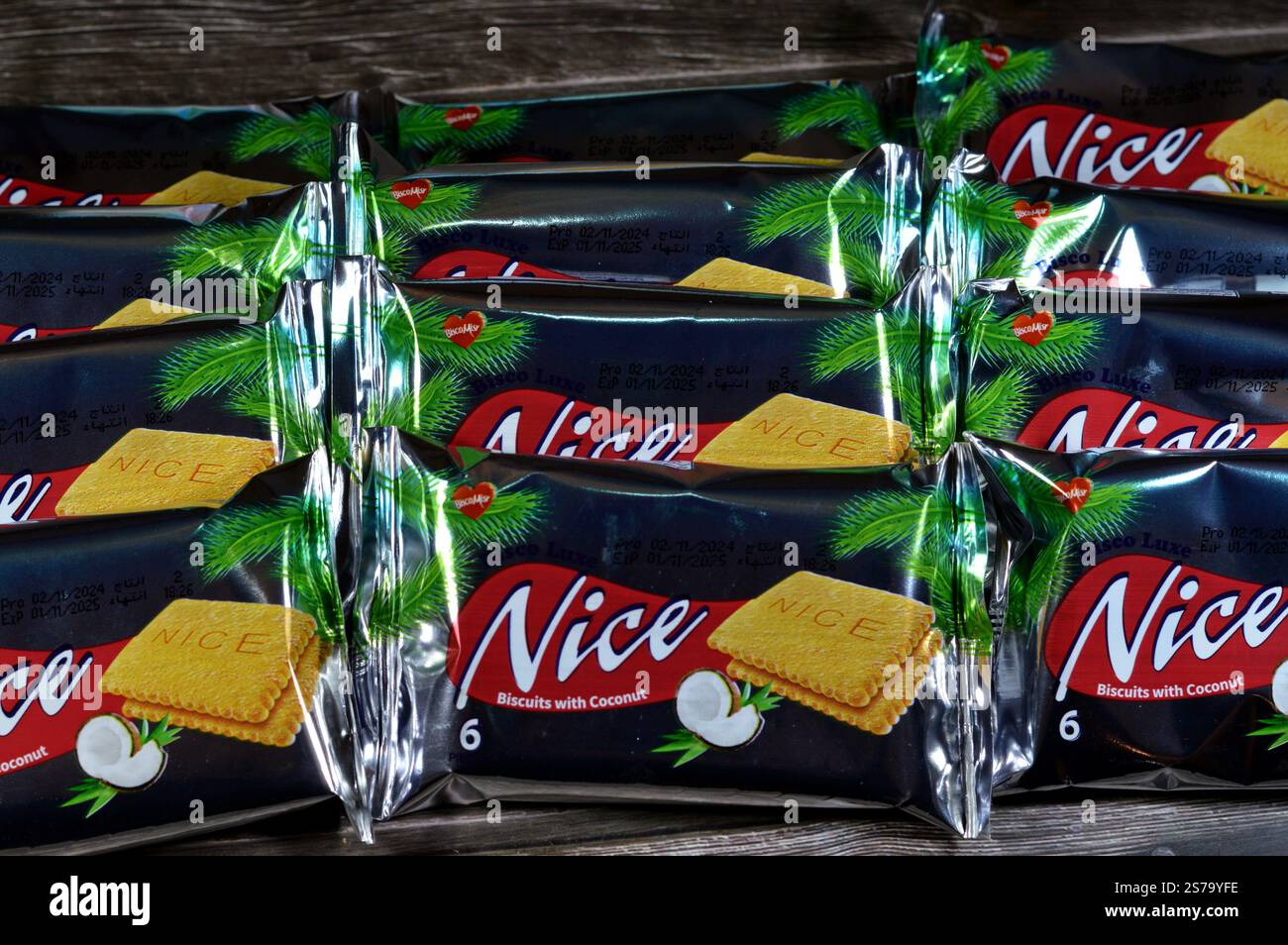 Cairo, Egypt, December 31 2024: Bisco Luxe Nice coconut biscuits, By ...