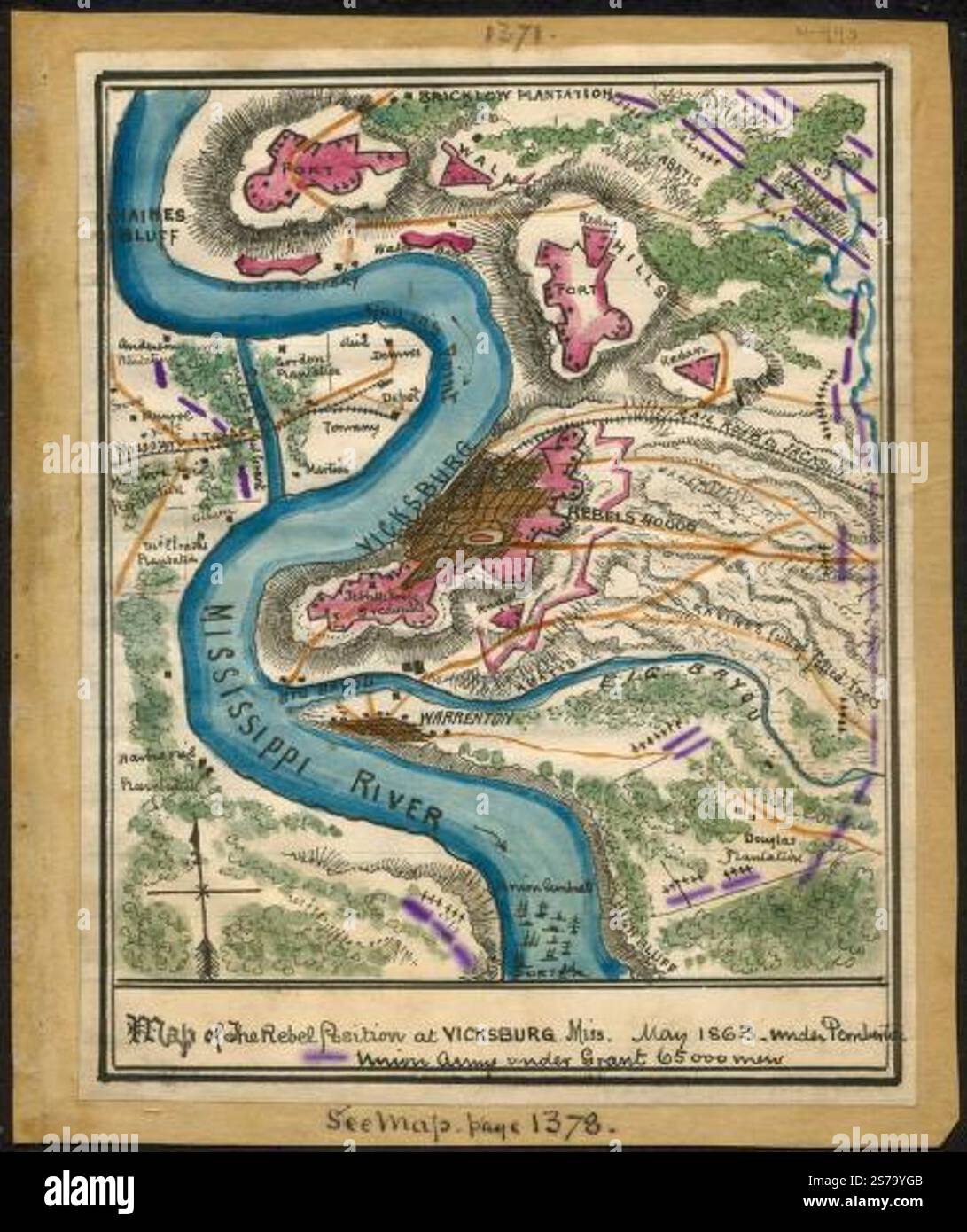 Map of the rebel position at Vicksburg, Miss., May 1863. 1863 by Sneden ...