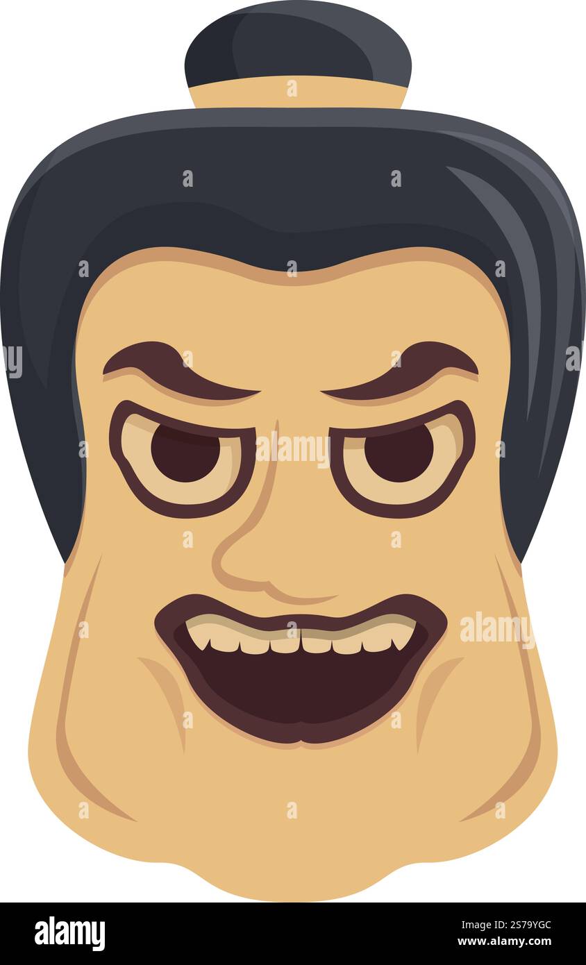 Asian mask icon cartoon vector. Japan face. Angry god. Asian mask icon ...