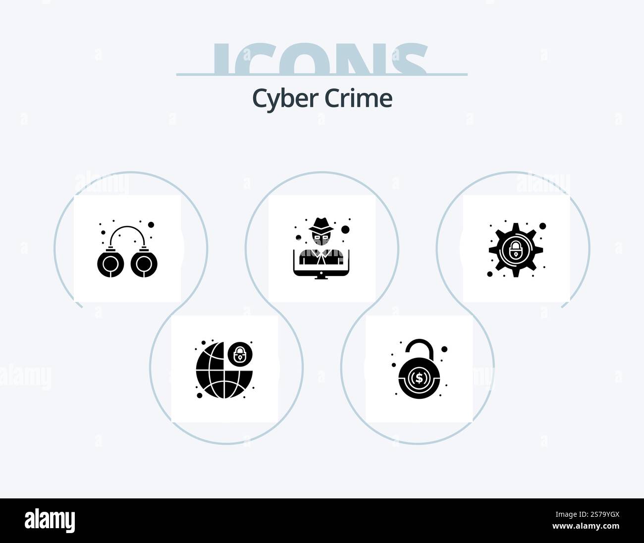 Cyber Crime Glyph Icon Pack 5 Icon Design. cyber crime. thief. security ...