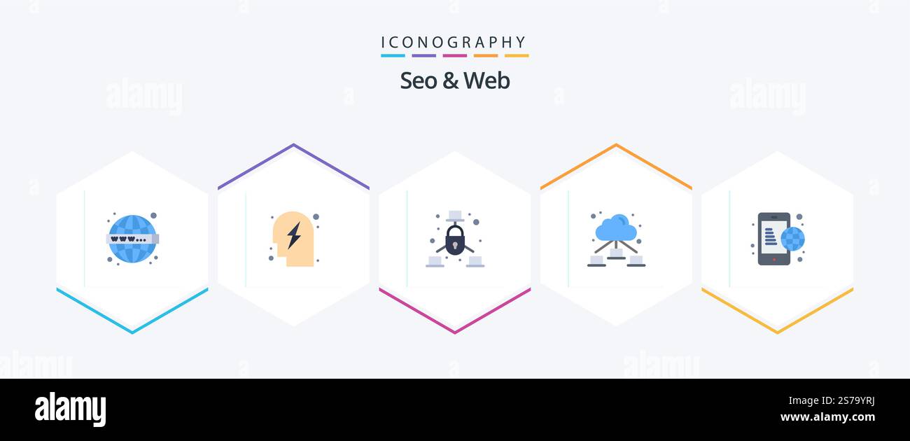 Seo and Web 25 Flat icon pack including global. business. communication. cloud. web Stock Vector ...