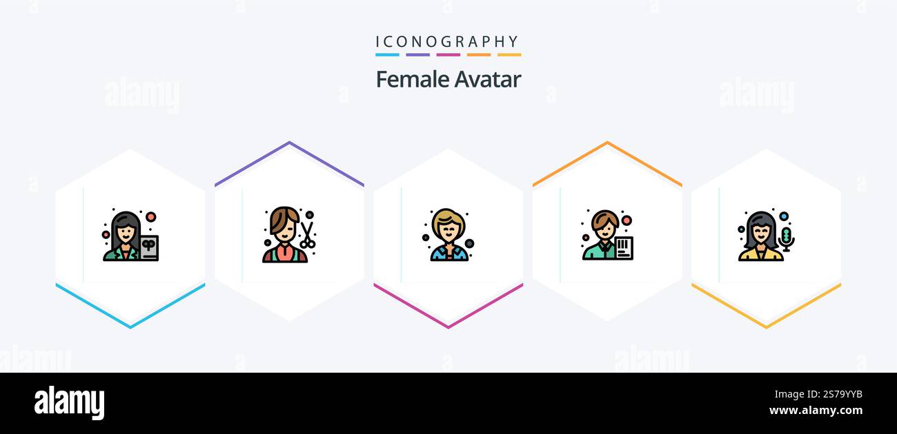 Female Avatar 25 FilledLine icon pack including female. avatar ...