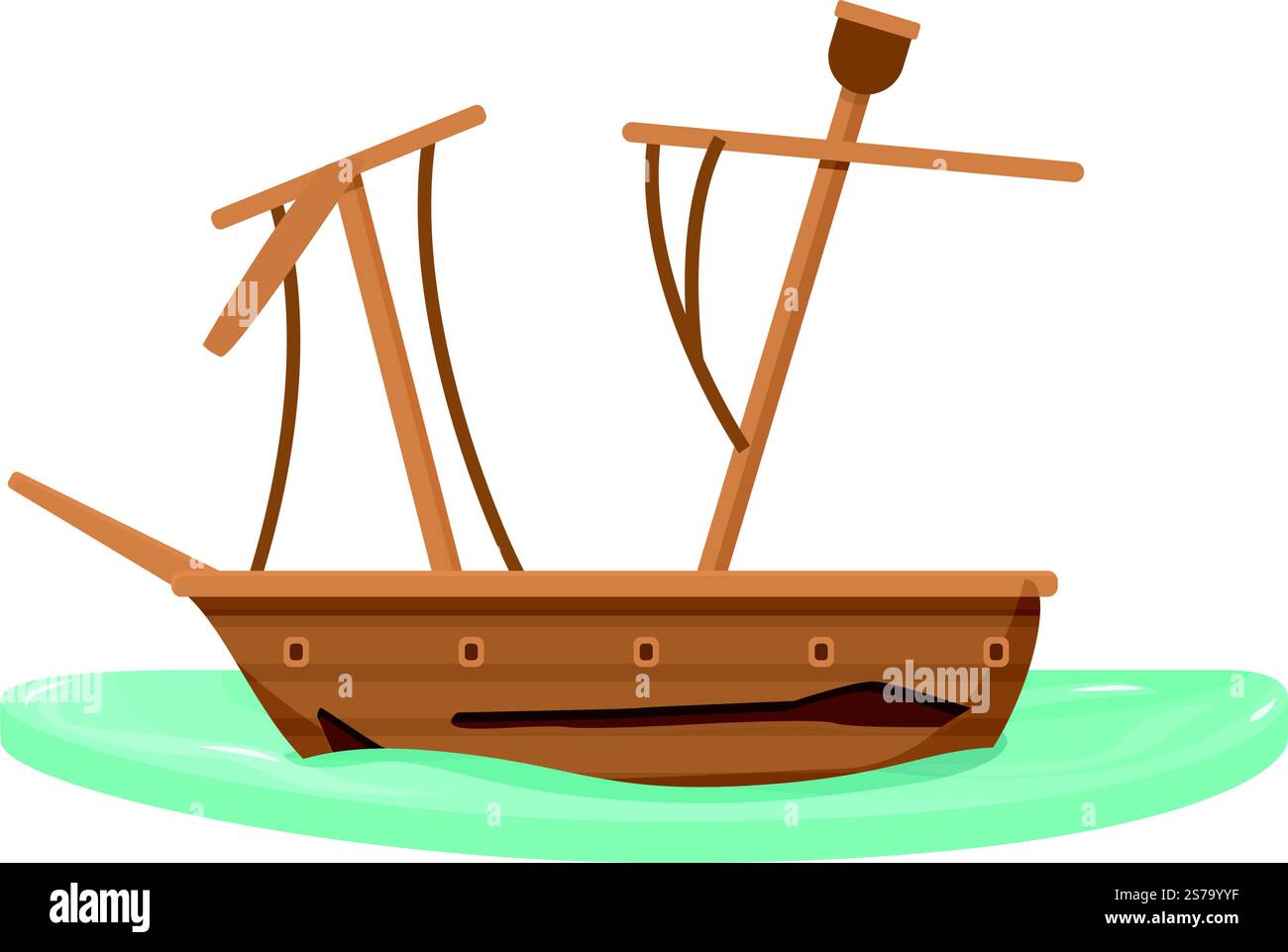 Ocean shipwreck icon cartoon vector. Old ship. Pirate boat. Ocean ...