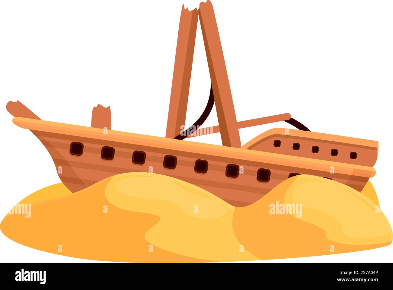 Island shipwreck icon cartoon vector. Old ship. Wreck ocean. Island ...