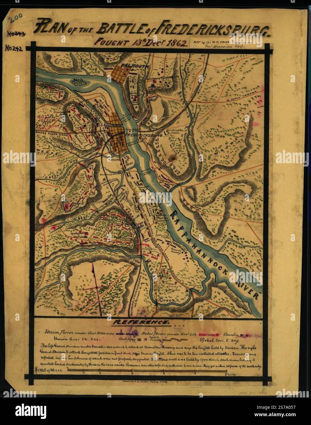 Plan of the battle of Fredericksburg. Fought 13th Decr. 1862. 1862 by ...
