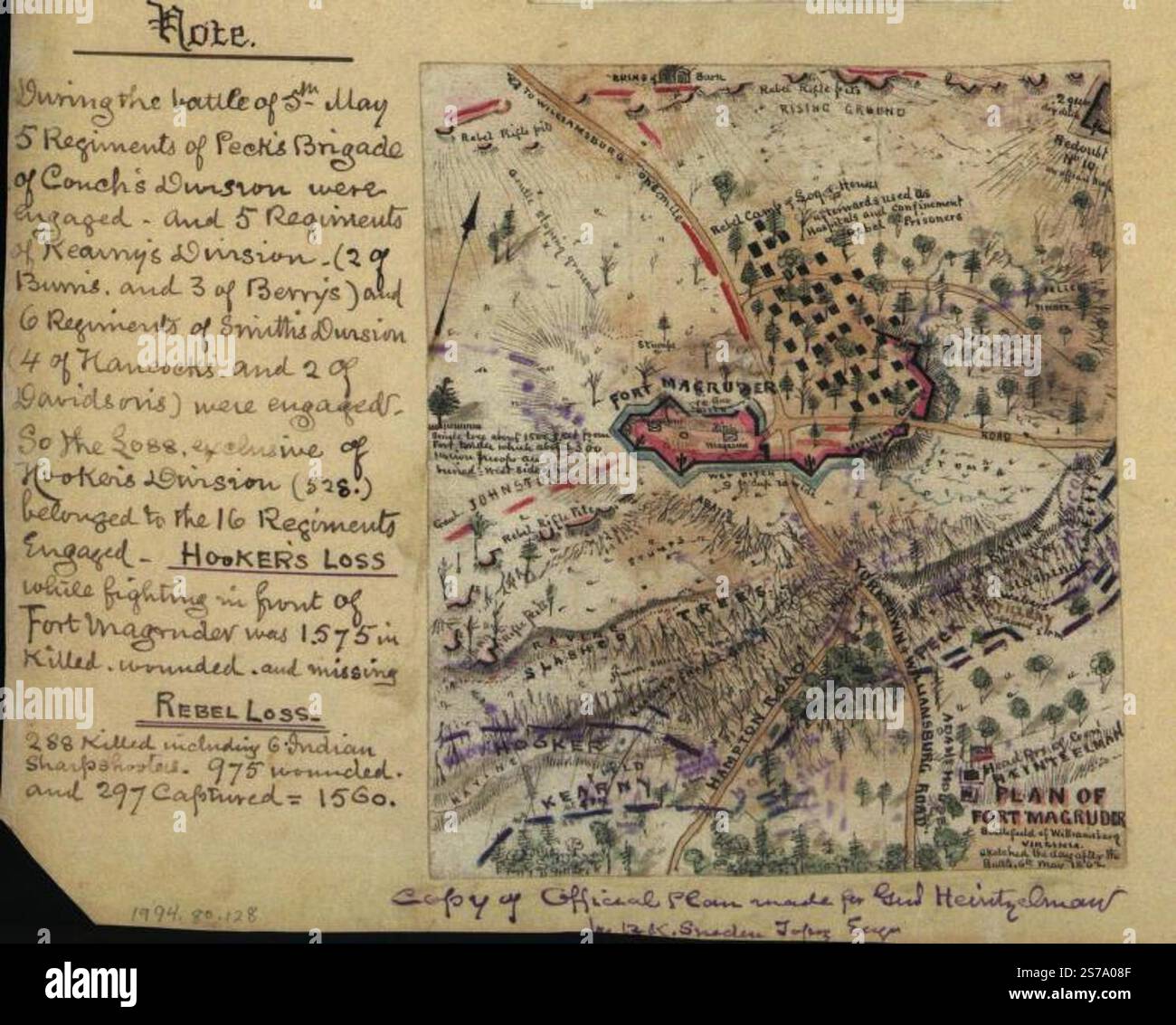 Plan of Fort Magruder, Battlefield of Williamsburg, Virginia. Sketched ...