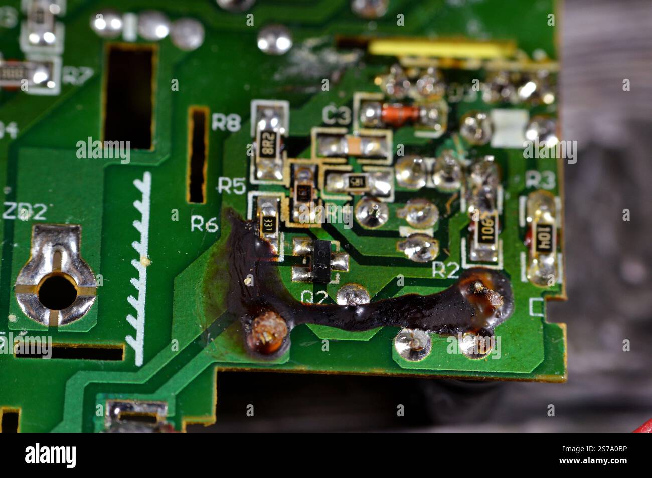 Cairo, Egypt, January 7 2025: Electronic board that was burnt due to ...