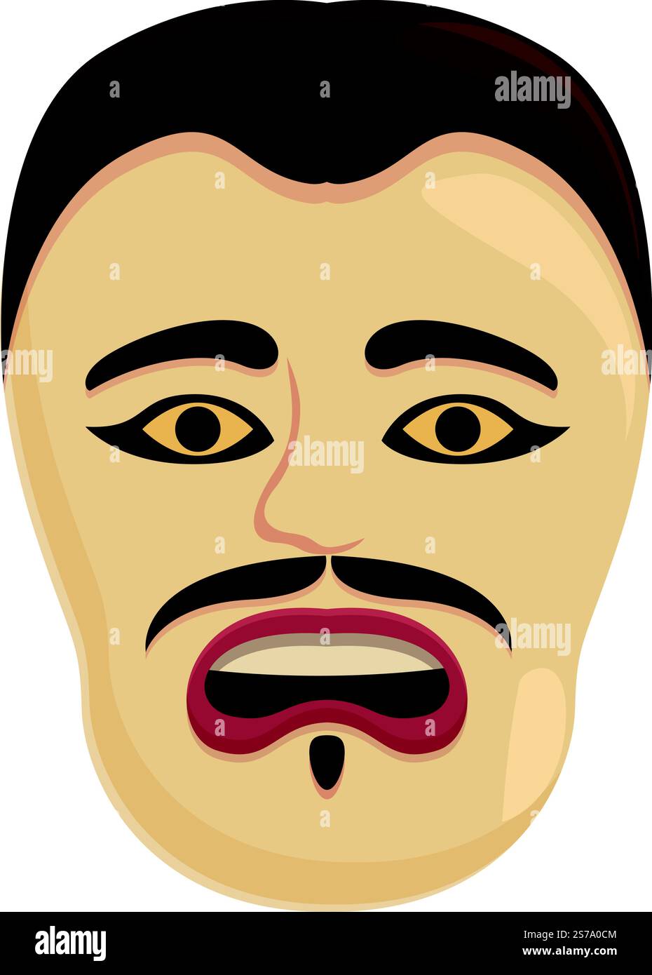 Festival japan mask icon cartoon vector. Face noh. Angry asian mask ...