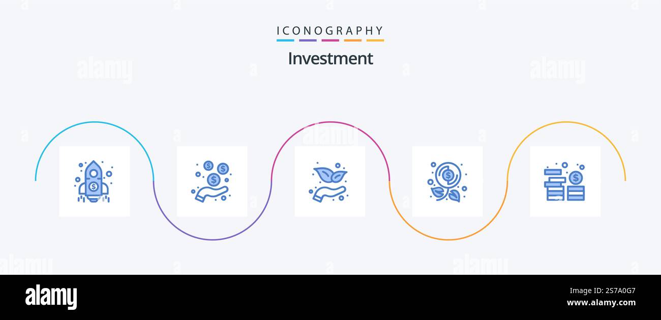 Investment Blue 5 Icon Pack Including money. asset. growth. profit ...