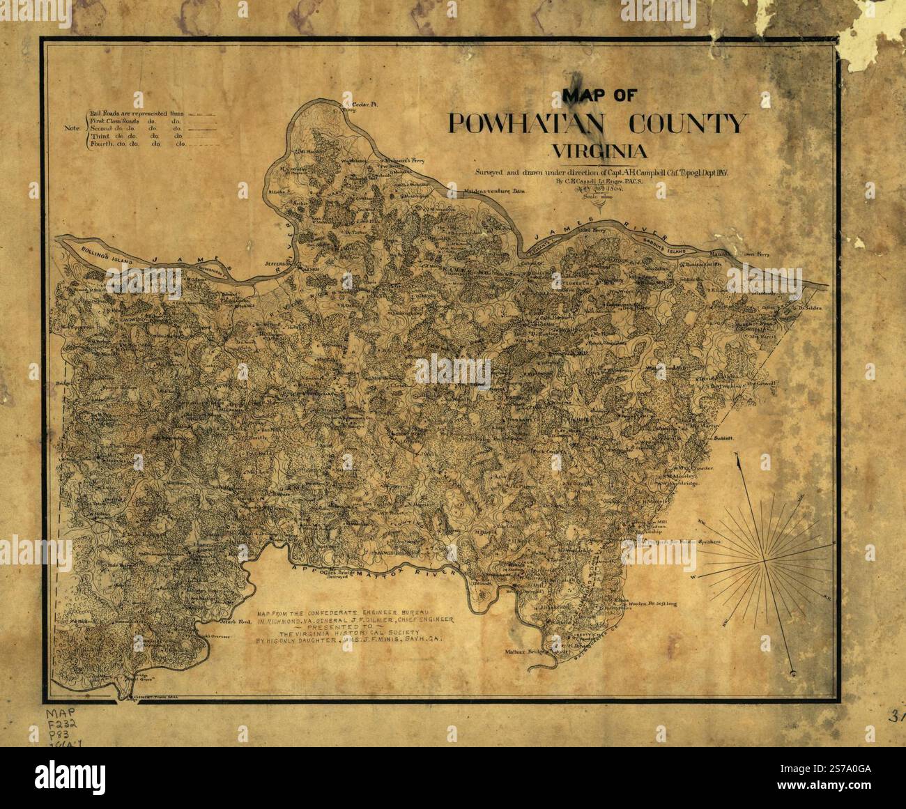Map of Powhatan County, Virginia. 1864 by Confederate States of America ...