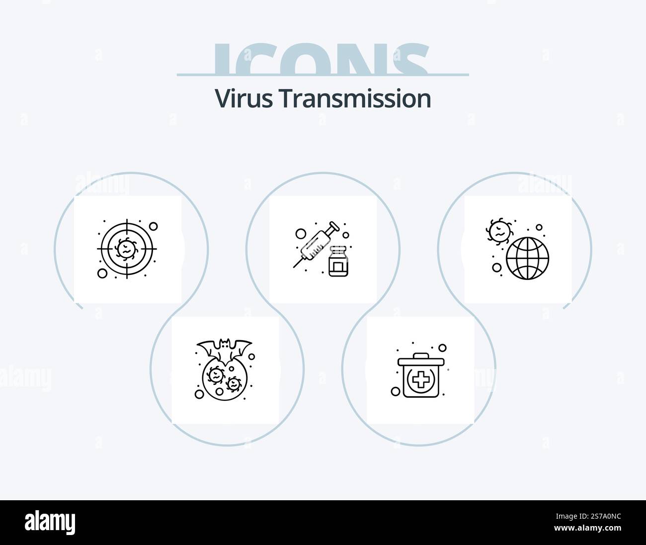 Virus Transmission Line Icon Pack 5 Icon Design. kit. kidney. hand ...
