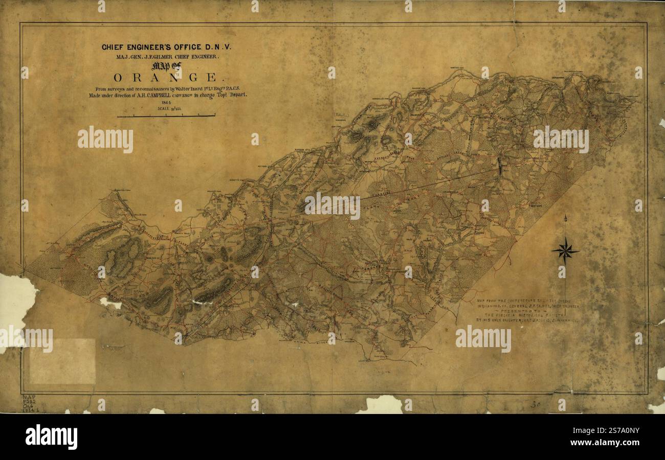 Map of Orange. 1864 by Confederate States of America. Army. Dept. of ...