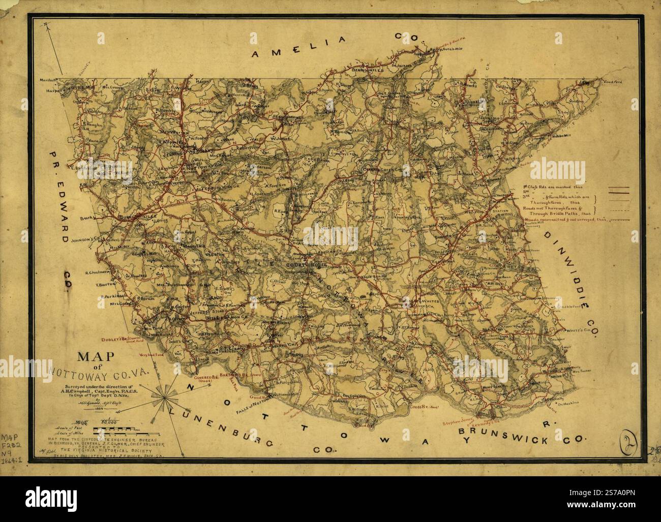 Map of Nottoway Co., Va. 1864 by Confederate States of America. Army ...