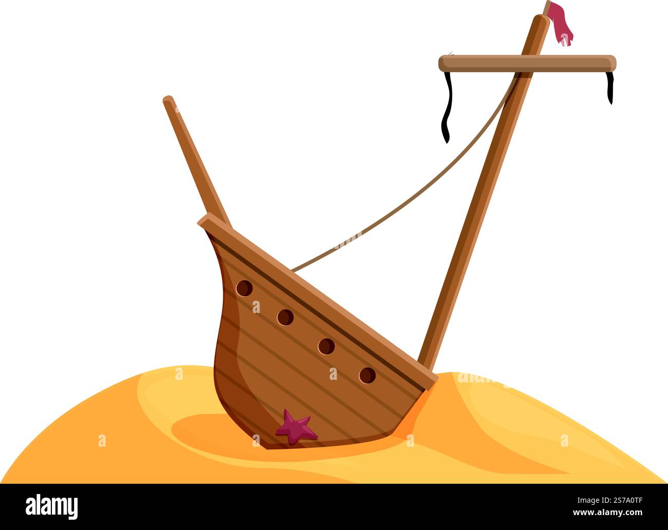Sailing wrecking ship icon cartoon vector. Old boat. Shipwreck ocean ...