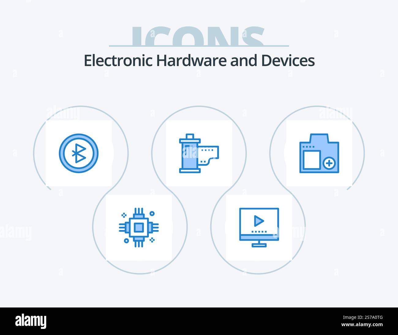Devices Blue Icon Pack 5 Icon Design. movie. film. tv. devices. signal ...