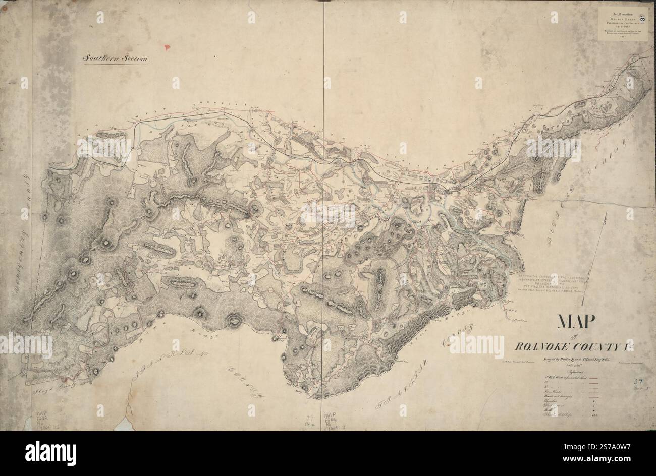 Map of Roanoke County Va. : southern section 1864 by Confederate States ...