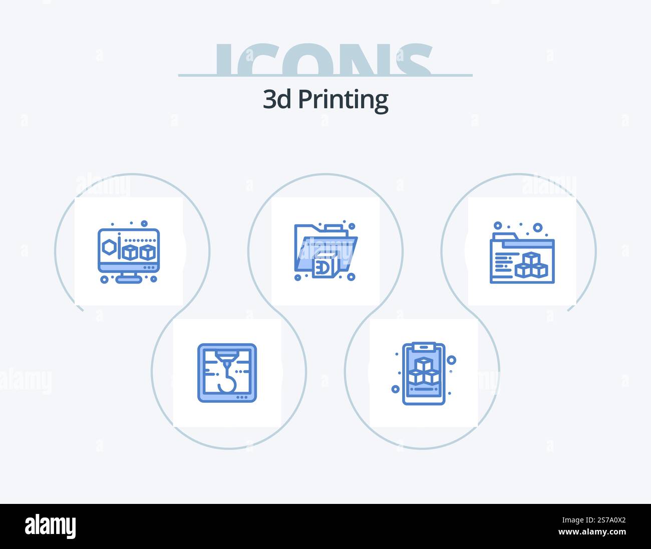3d Printing Blue Icon Pack 5 Icon Design. folder. gadget. printing ...