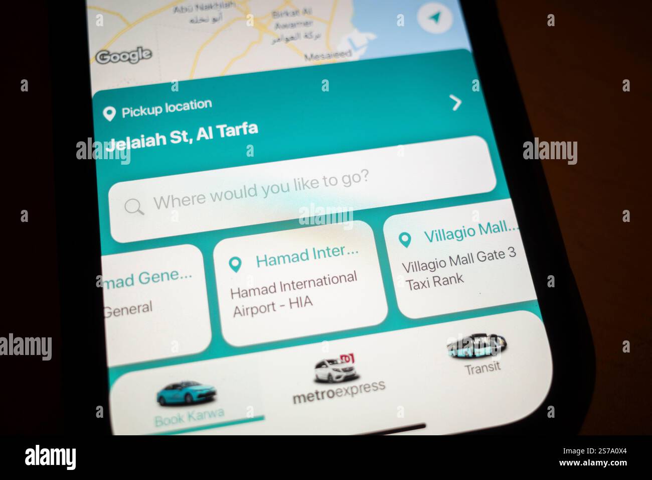 Qatar. 12th Jan, 2025. The Karwa App, a transportation and ride share ...