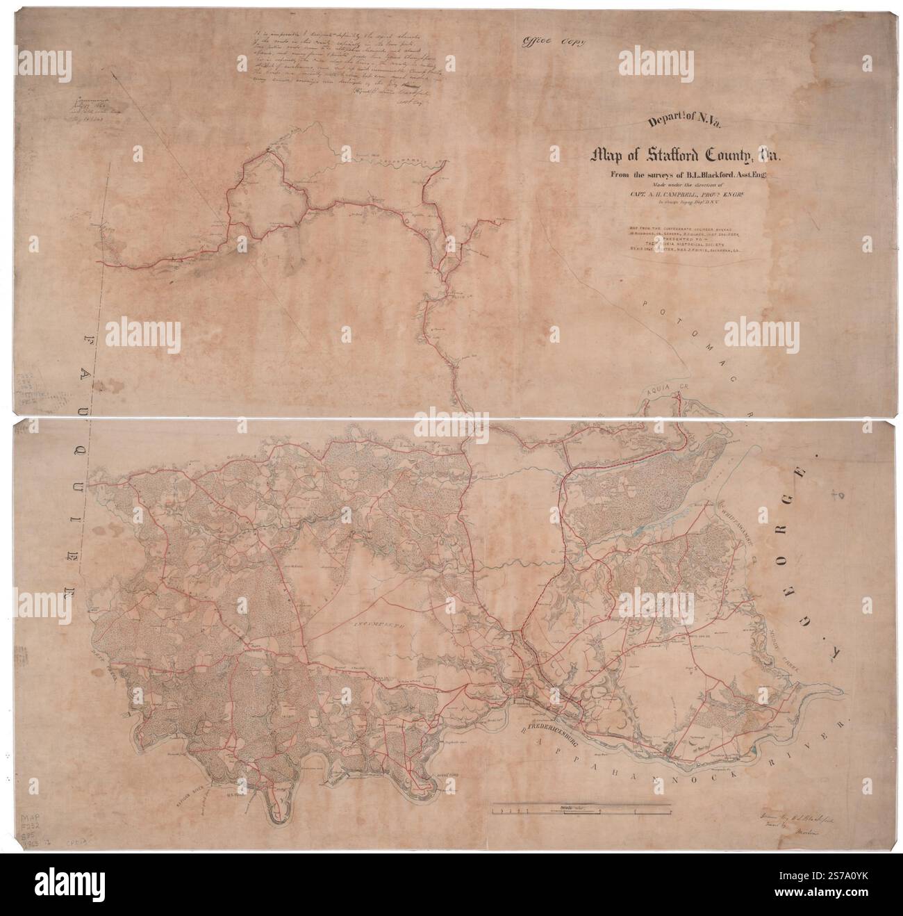 Map of Stafford County, Va. 1863 by Confederate States of America. Army ...