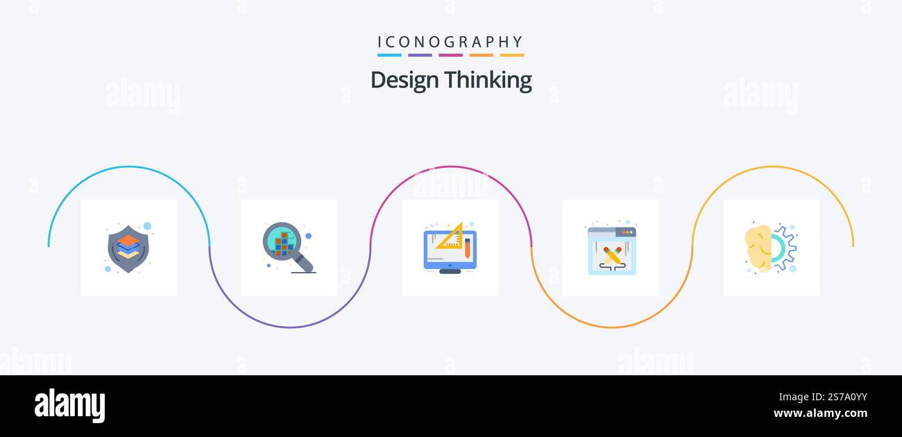 Design Thinking Flat 5 Icon Pack Including brain. software. creative ...