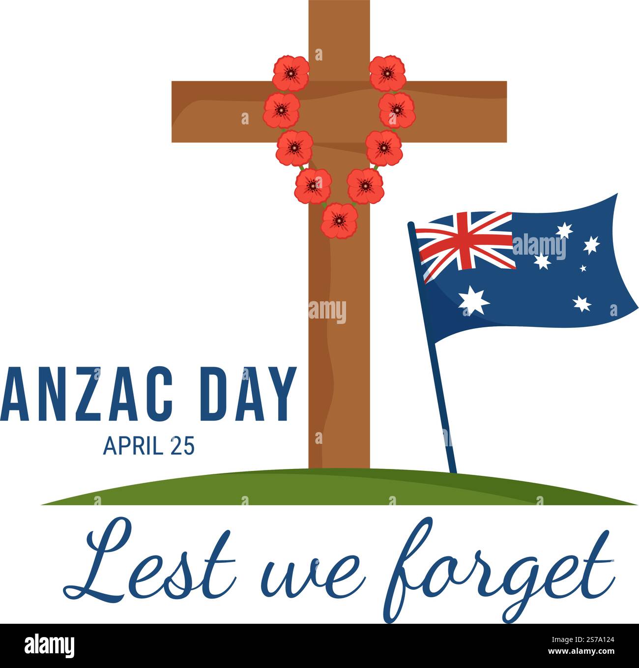 Anzac Day of Lest We Forget Illustration with Remembrance Soldier ...